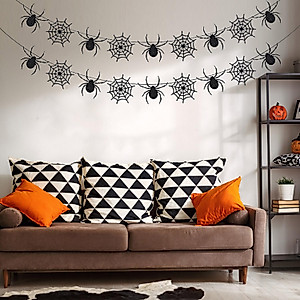 2 PCS Halloween Banner Halloween Garland, Black Glitter Spiderweb Garland- Halloween Party Decorations, Halloween Spider Decor, Hanging Spider Web Banner Decor, Halloween Party Supplies