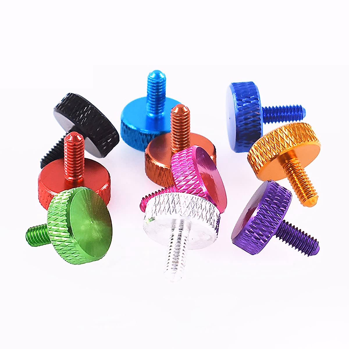 5pcs/lot M3 Knurled Colourful Aluminum Thumb Screws 5 6 8 10 12 16 20mm - 50mm Plain Head Hand Tighten Screws for Computer Case (Color : Purple, Size : 12mm)