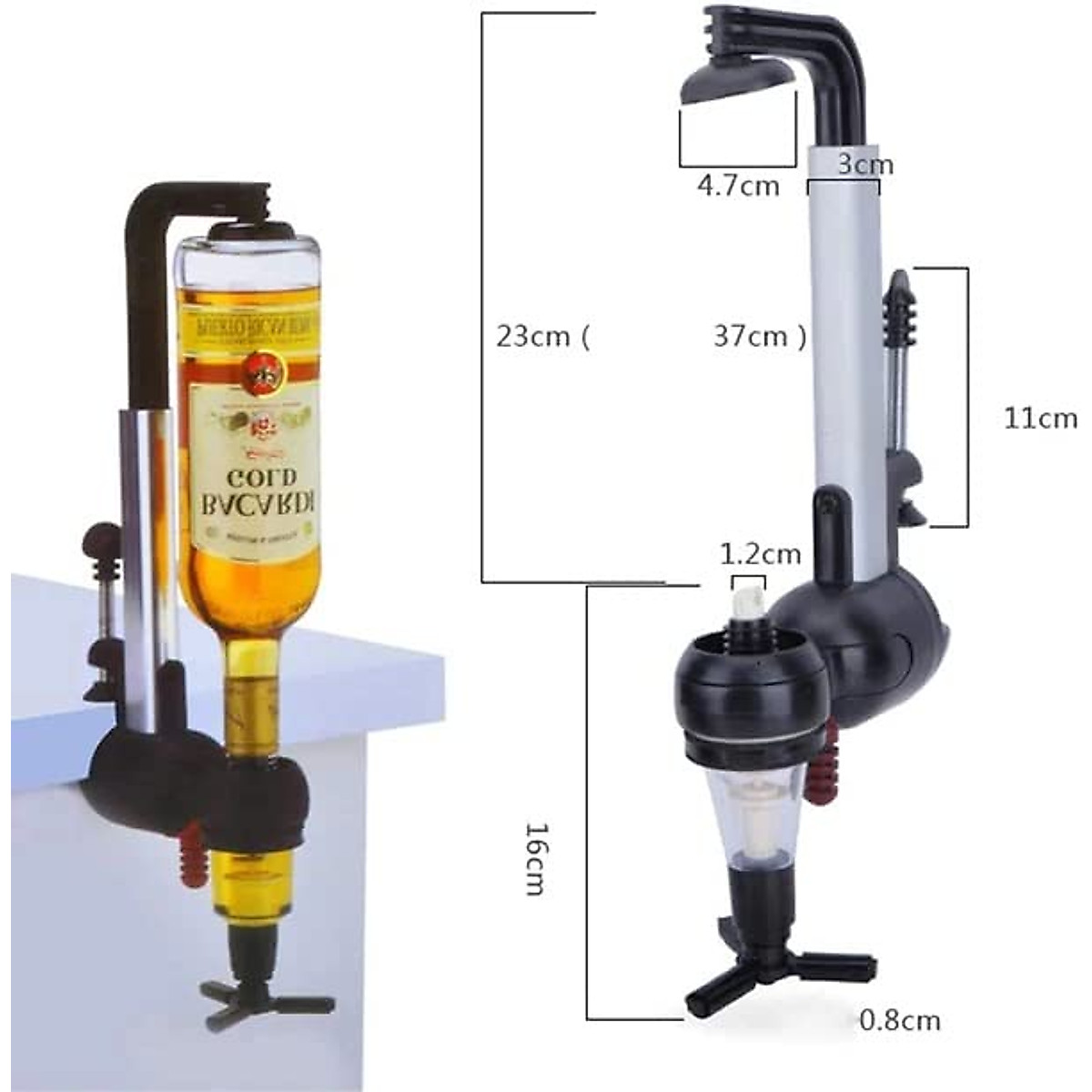 PresenceHHH Single Bar Butler Tot Shot Liquor Bottle Dispenser - Wall Mounted Wine Stand with Rum Revolving Set - Unique Drinkware Whiskey Holder Pourer Tool - Cocktail at Home Bar