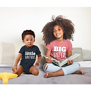 Big Sister Little Brother Outfit Matching Shirts Sets Baby Newborn Outfits Shirt (Mauve/Charcoal Black, Kid (3Y) / Baby (1-3M))