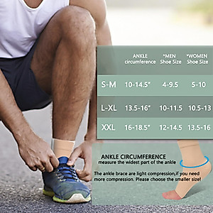 2 Pack Ankle Brace Compression Sleeve 8-15 mmHg Open Toe Сompression Socks Women&Men for Swelling,Plantar Fasciitis,Sprain Beige S/M