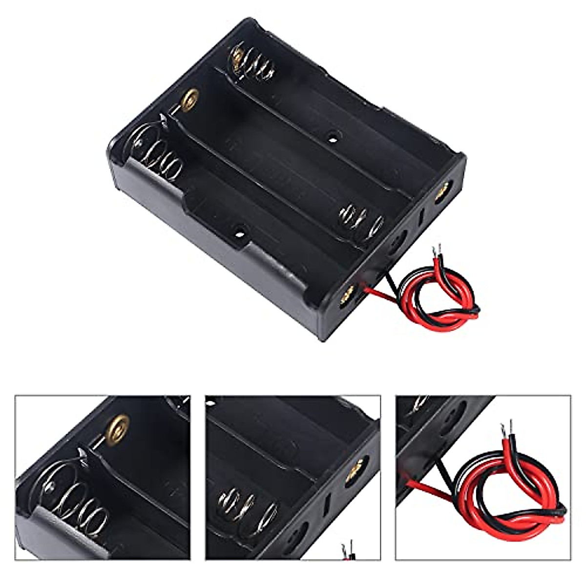 DORHEA 7PCS 18650 Battery Holder Bundle with Wire 18650 Battery Holder Case 3.7V, 3 Slot DIY Battery Storage Boxes, 3 Slot Black Plastic Batteries Case for 18650 Battery