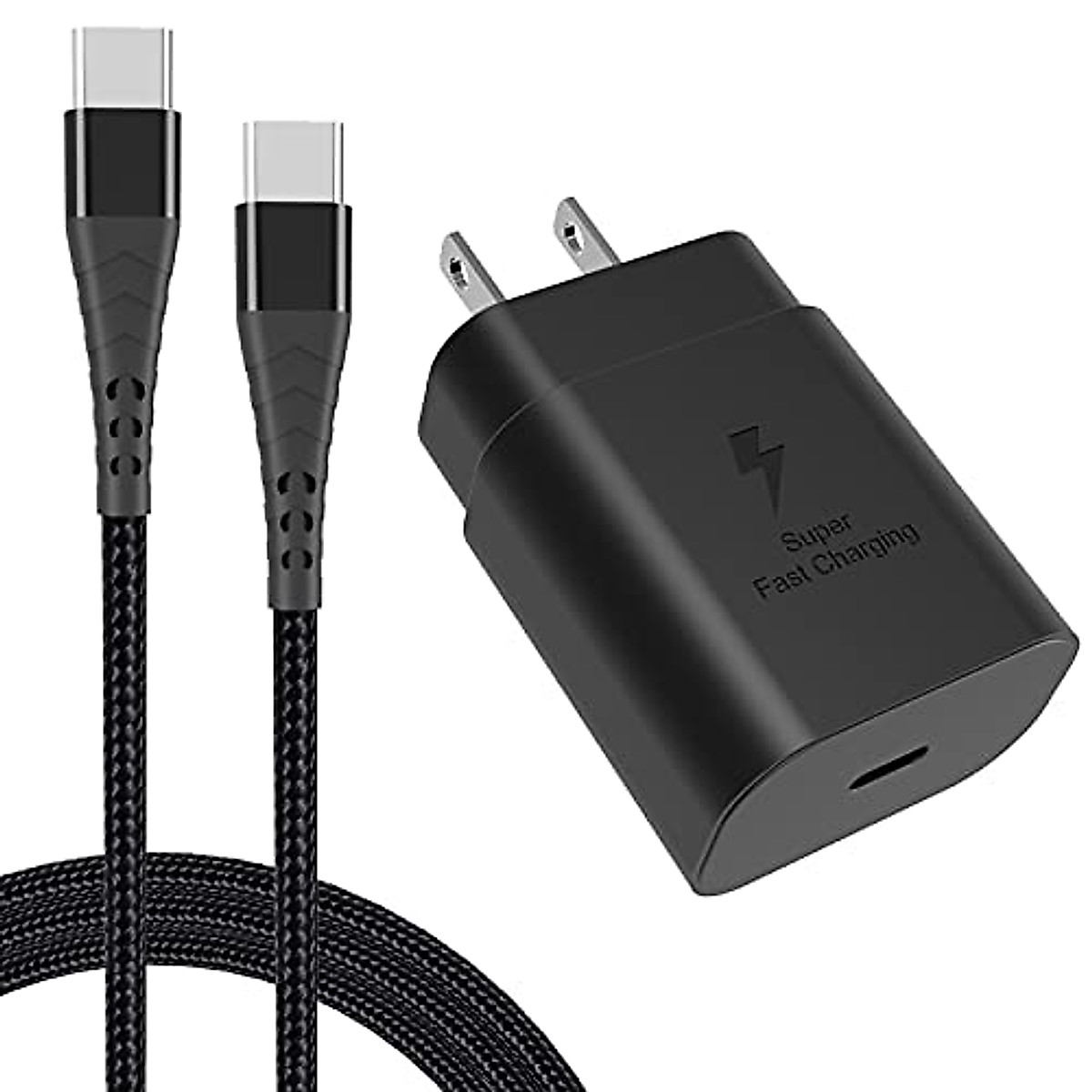 Super Fast Charger Type C, 25W USB C Wall Charger Block with -10FT- Nylon Braided Type C Cable for Samsung Galaxy S22 Ultra/S22/Z Fold 4/Z Flip 4/S22+/S21/S20 Ultra/S10+/S9/Note 20 Ultra/Note10/A53