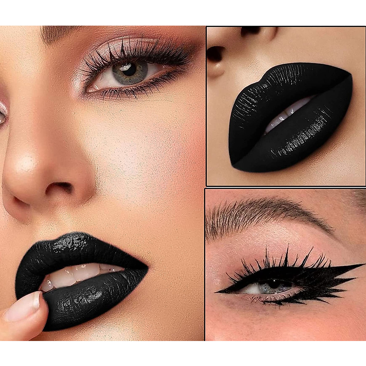 MAEPEOR Matte Lipstick and Lipliner Set 2Pcs Non-Stick Cup Velvety Liquid Lipgloss Set Waterproof and Long Lasting Liquid Lipstick Set for Women and Girls (2PCS Set, Black)