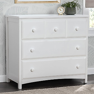 Delta Children 3 Drawer Dresser with Interlocking Drawers, Bianca White