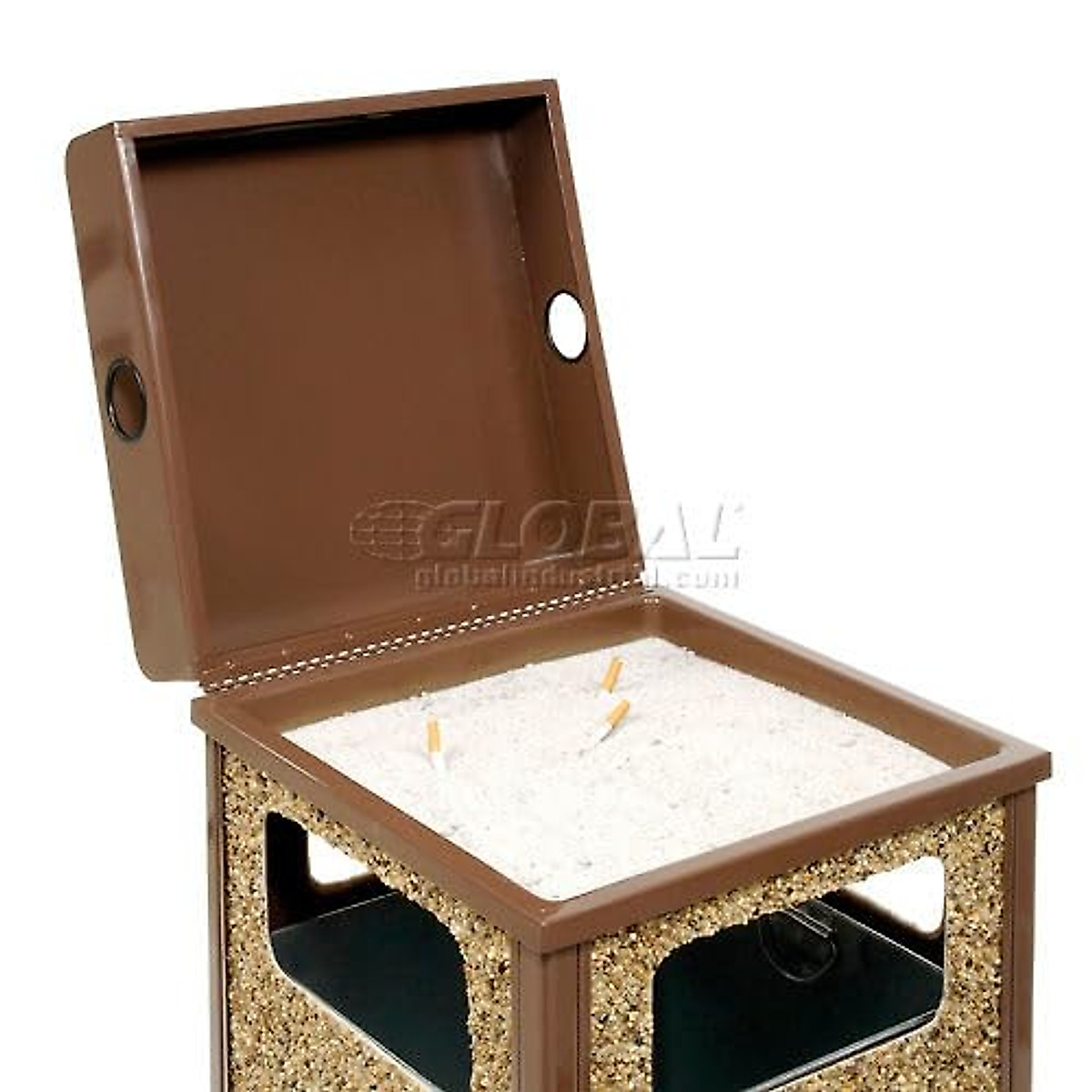 Global Industrial Stone Panel Trash Weather Urn Brown 13-1/2" Square X 35" H