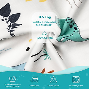 ZIGJOY Baby Swaddle Wearable Blanket 3-Way Adjustable 0.5 TOG Transtion Sleep Sack 100% Cotton for Newborn Infant Boy Girl 0-6 Months Jurassic