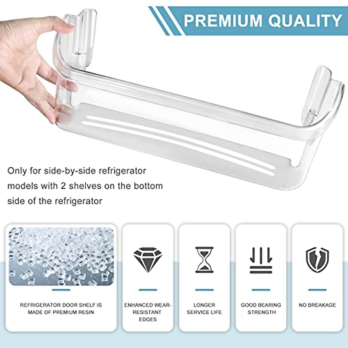 242126602 Refrigerator Door Bin Replacement Part for Elec.trolux and Frigi.daire Refrigerator Door Shelf 4547407 AP6278233 PS12364199 EAP12364199 (2 Pack)