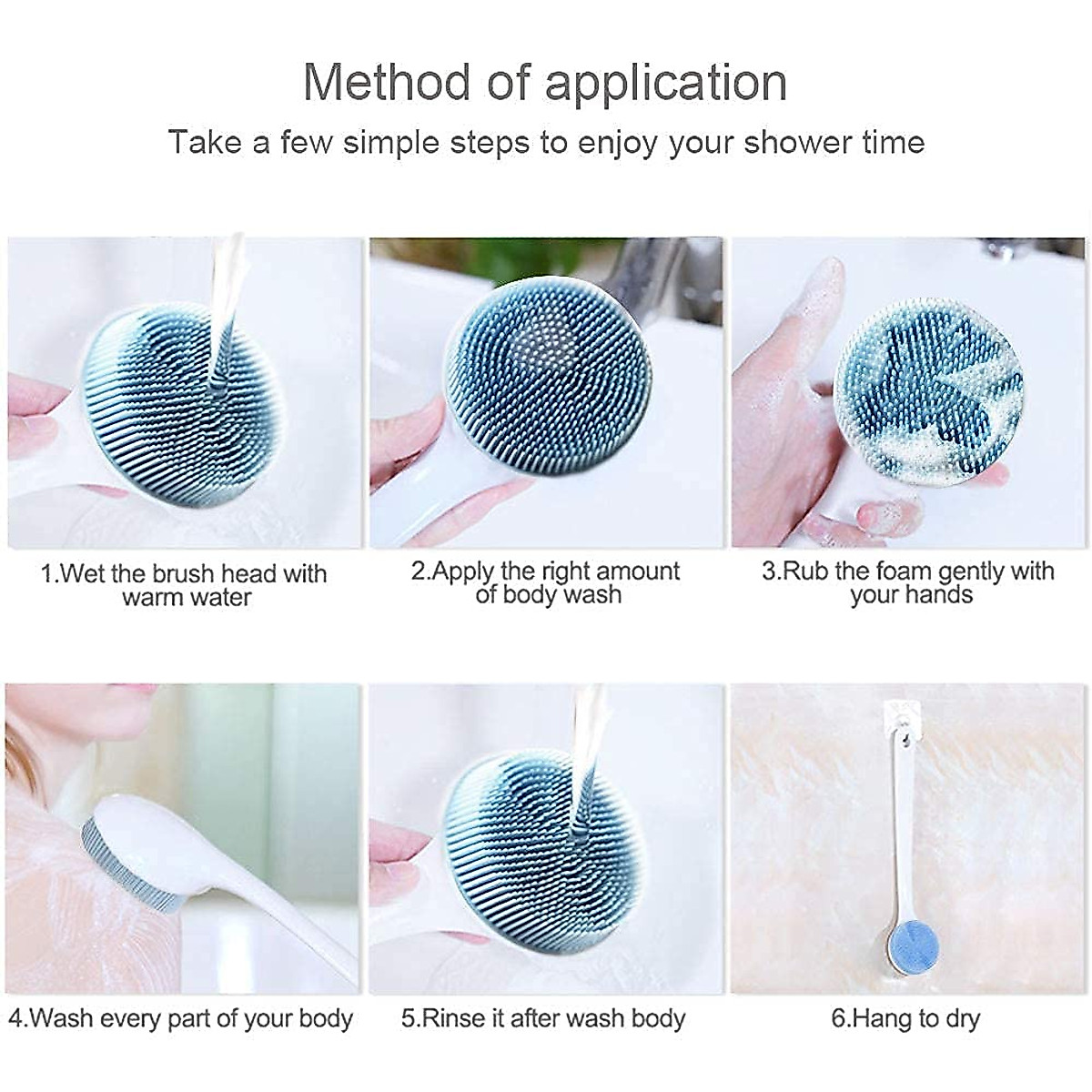V-TOP 20 Pack Toothbrush Covers + Silcone Back Brush with Long Handle (Blue)