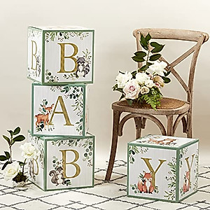 Kate Aspen (Set of 4) Woodland, 4 Count (Pack of 1), Baby Boxes with Letters For Baby Shower Decoration