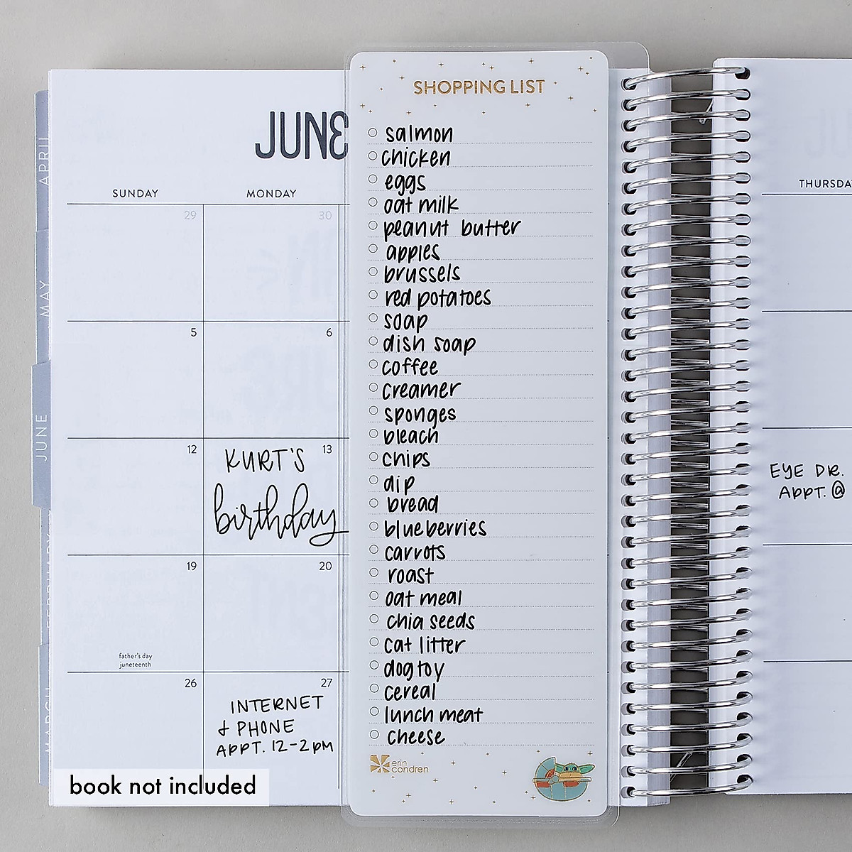 Star Wars Snap-In Meal Planner - Star Wars Grogu Dashboard, Includes Shopping List Space, Metal Foil Accents, Double-Sided Lamination, Reusable for Dry and Wet Erase Markers, by Erin Condren