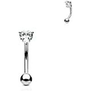 eybrow ring Christina Vertical Hood VCH Jewelry Genital Piercing 7/16"-16G (HEART GOLD) heart silver it"s use for eyebrow
