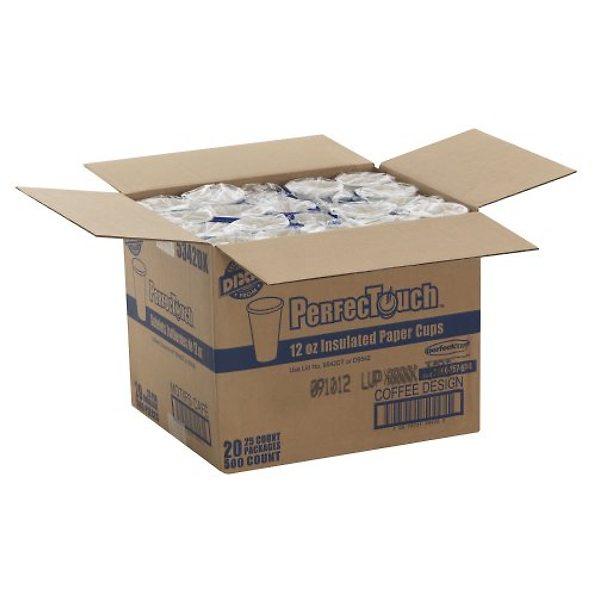 Georgia-Pacific PerfecTouch 5342DX WiseSize Coffee Dreams Insulated Paper Cup, 12oz Capacity (Case of 20 Sleeves, 25 per Sleeve)