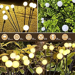 Solar Garden Lights, 4 Pack 8 LED New Upgraded Solar Firefly Starburst Swaying Lights Outdoor Waterproof, 2 Modes Solar Outdoor Lights Garden Decorative Light Yard Patio Pathway Decoration, Warm White