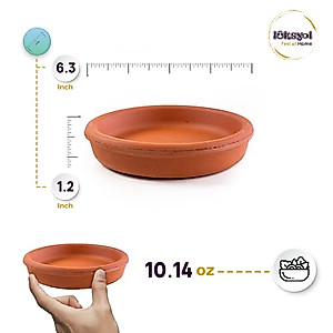 Luksyol Handmade Unglazed Clay Bowls: Elevate Your Culinary Experience with a Set of 3 (6.3 x 1.57 in) | Authentic Terracotta Cooking for Indian, Mexican, Korean Cuisine | Microwave-Friendly and Safe|