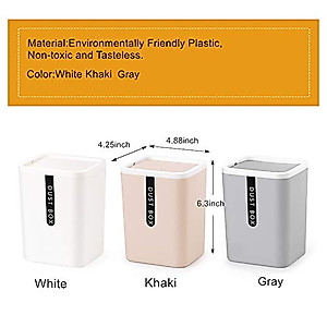 FuQI Cute Small Desktop Trash Can for Office Desktop Coffee Table Kitchen Small Garbage Can Colorful Plastic Trash Can Shake Cover Bucket Small Paper Basket