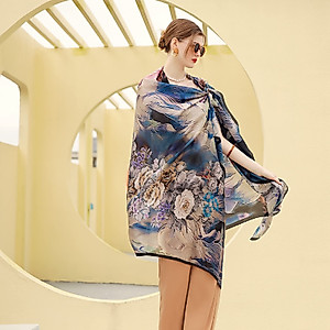 Xinmurffy Mulberry Silk Fashion Travel Scarf for Women Lightweight Large Pashmina Shawls and Wraps for Evening Dresses (Grey) (Green2315) (grey2203)