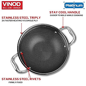 Vinod Platinum Triply X Kadhai with Lid