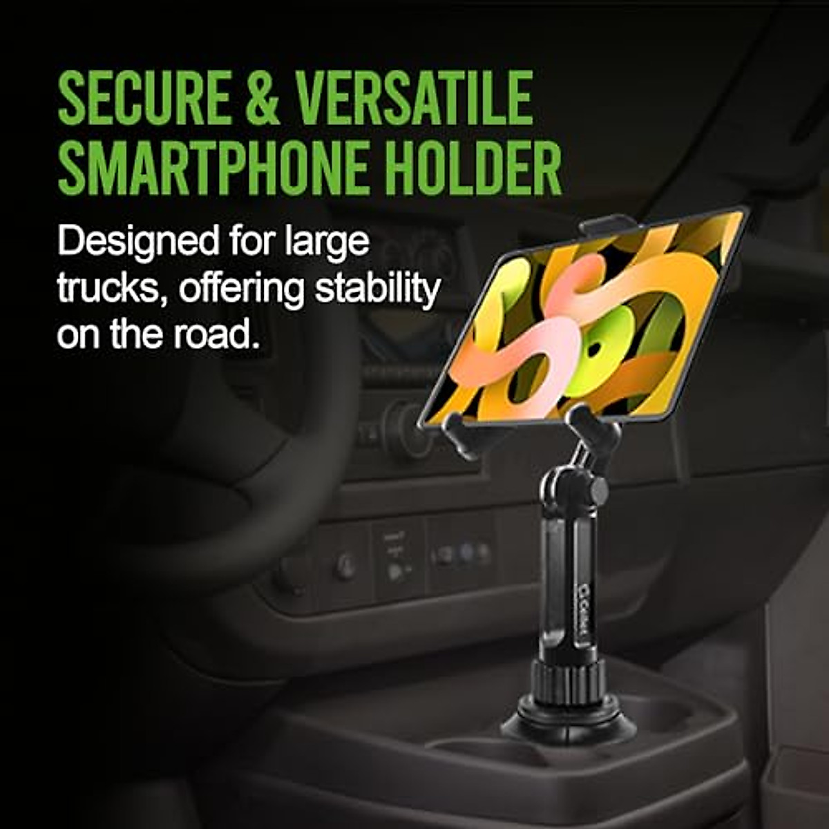 Cellet Universal 360 Adjustable Cup Holder Tablet Automobile Mount Cradle Compatible to Apple IPad Pro 12.9 IPad 9.7-inch Air 2019 IPad Mini 4 Samsung Galaxy Tab S4 S5e Surface Go Pro 6(PHC670M) 13in