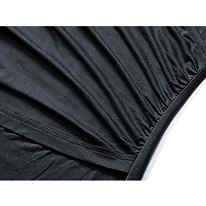 GUBERRY Black Shirts for Women Deep V Neck Short Sleeve Sexy Wrap Top T Shirt