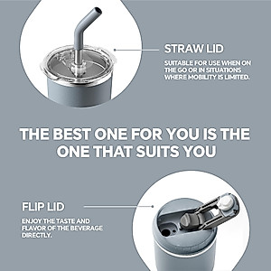 Ideus 14oz Stainless Steel Leak Proof Tumbler, Insulated Coffee Mug with Lid and Straw, Spill Proof Travel Coffee Cup, Double Wall Vacuum Flask for Adult Men and Women, Ultimate Gray