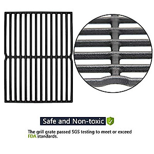 Hongso 7522 7521 15" Cast Iron Grill Grates Replacement for Weber Genesis Silver A, Spirit 500, Spirit E-210, Spirit S-210 Gas Grill (with Side-Mounted Control Panels), 7523, 65904, 65905, PCG522