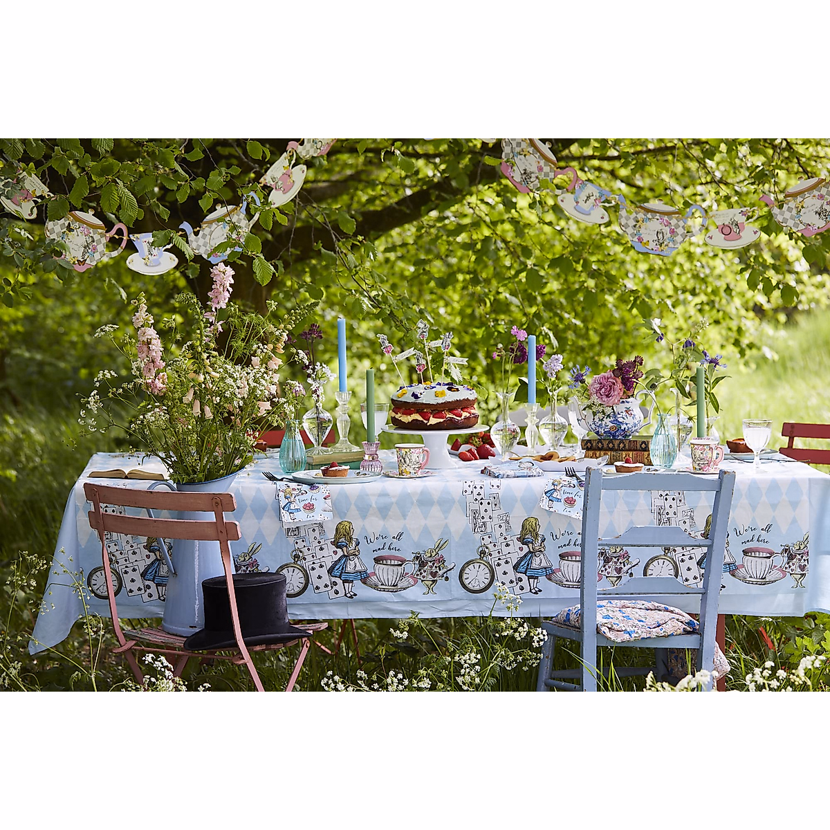 Talking Tables Truly Alice 13" Alice in Wonderland Mad Hatter Party Paper Napkins for a Tea Party or Birthday (20 Pack)