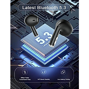Myinnov Wireless Earbuds, Bluetooth 5.3 Ear Buds Touch Control with in-Ear Built-in Microphone Deed Bass Headphones,Premium Stereo Earphones IPX6 Waterproof Headset for Sport (Black)
