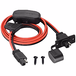 AAOTOKK SAE to SAE Solar Power Outlet Sidewall Port Cable,12AWG Weatherproof SAE Quick Connect Solar Panel Mount Universal Recessed with 20A Fuse Cable for Generator Battery Charger(1.5M/5ft-1Pack)