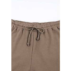 Fixmatti Jogging Outfits for Women Set 2 Piece Long Sleeve Sweatshirt Matching Sweatpants Tracksuit Coffee S