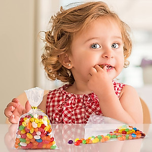 ASTARON 200 Pcs Pretzels Bags Bulk Clear Cellophane Bags for Cookies, Pretzel Bags with Ties Pretzel Rod Bags Self Adhesive for Birthday Party Treat Bags