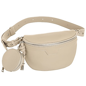 Haytijoe Crossbody Sling Bag for Women Fanny Packs Vegan Leather Bum Bag for Travel (Style6-Khaki)
