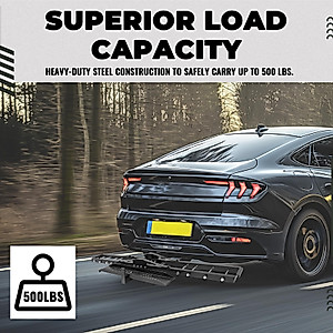 7BLACKSMITHS 500LBS Steel Motorcycle Scooter Dirt Bike Carrier Hauler Anti Tilt Hitch Mount Rack Ramp with 2'' Receiver Trailer Hitch Pin Carrier