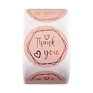Louise Maelys 1.5 Inch 500PCS Thank You Stickers Small Business Pink Paper Sealing Stickers Round Thank You Label Tags for Packaging, Gifts, Shopping Bags and Envelope Seals