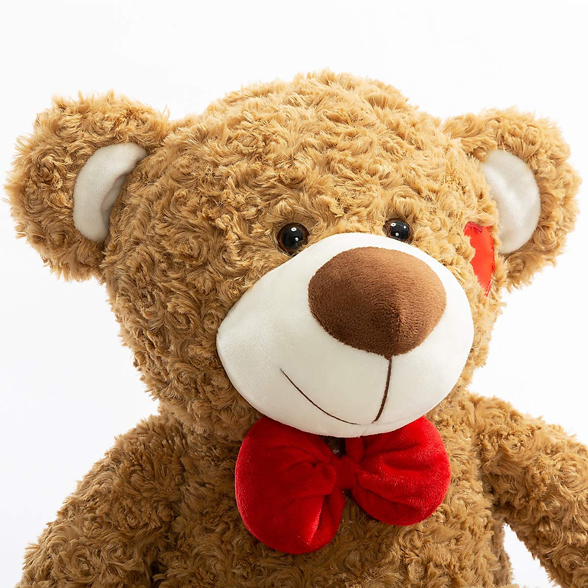 BEJOY Teddy Bear Stuffed Animal Plush Bear with Red Bow and Hearts Valentine’s Day Gift, 24 inch Brown