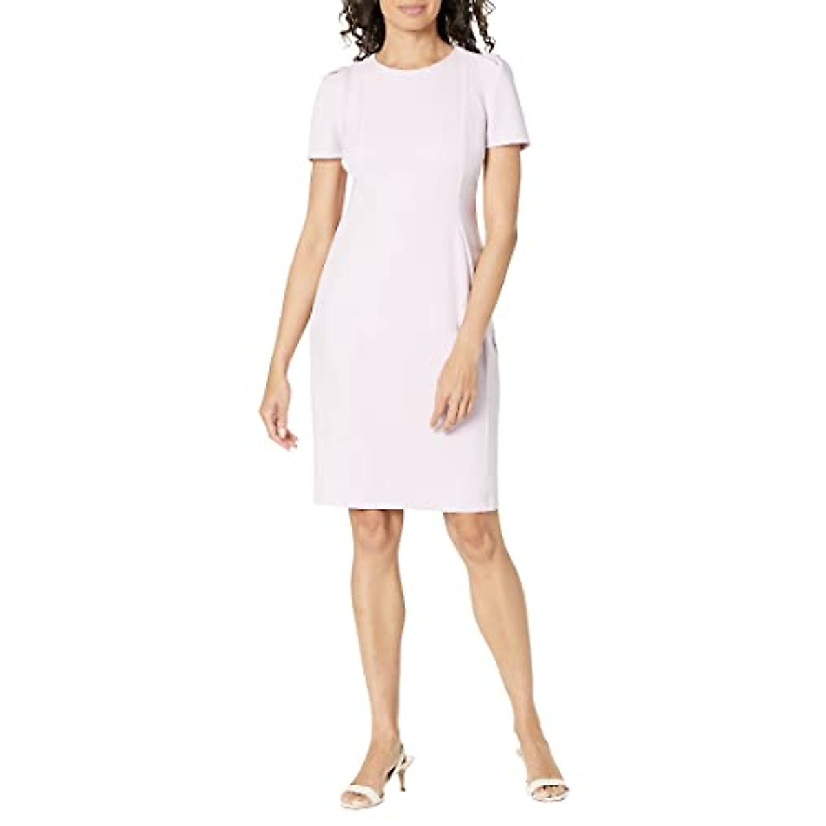 Calvin Klein Scuba Crepe Sheath Dress with Tulip Sleeve Cherry Blossom 1 6