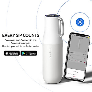 VSITOO Sports Water Bottle - 15 Oz, Carry Handle, Leak Proof, Vacuum Insulated Stainless Steel, BPA-Free, Keep Drink Hot & Cold, Triple Walled, Thermo Mug, Standard Metal Canteen for Gym and Outdoor