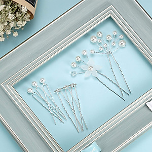 44 Pieces Wedding Hair Accessories: Faux Pearl Crystal Comb Clips, U-shaped Flower Rhinestone Pearl Hair Clips for Bride and Bridesmaids (Classic Style)