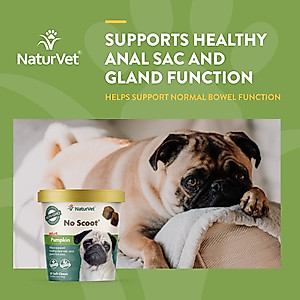 NaturVet - No Scoot for Dogs - 60 Soft Chews - Supports Healthy Anal Gland & Bowel Function & Stool Ease for Dogs – 40 Soft Chews – Helps Maintain Regular Bowel Movements