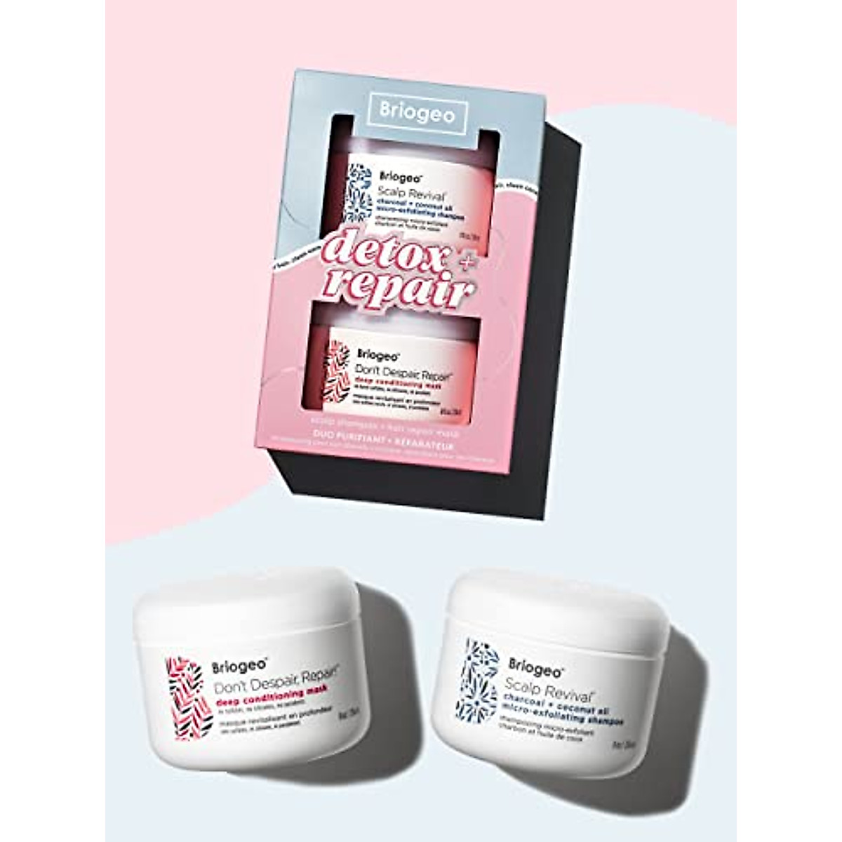 Briogeo Detox + Repair Value Set | Scalp Revival Scalp Scrub Shampoo and Don’t Despair, Repair! Hair Mask | Vegan, Phalate & Paraben-Free | 16 Ounce