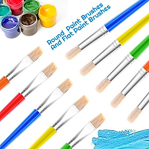 Paint Brushes, Anezus 30 Kids Paint Brushes Bulk Children Paint Brushes Set with Jumbo Round Watercolor Paint Brush and Large Flat Craft Paint Brushes