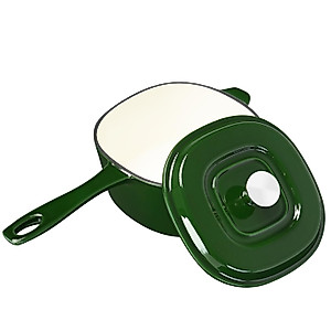 Flavehc Cast Iron Sauce Pan With Lid 2 Quart Cast Iron Saucepan Green Enameled Cast Iron Sauce Pot Oven Safe