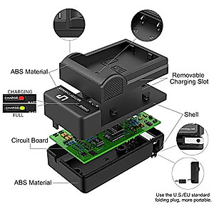 EN-EL9 EN EL9a Battery Charger Pack, LP 2-Pack Battery & Charger, Compatible with Nikon D40, D40X, D60, D3000, D5000 Cameras, Replacement for MH-23