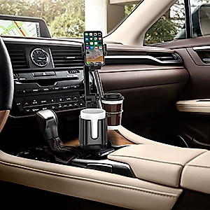 WUITIN Car Cup Holder Phone Mount,Universal Auto Cell Phone Stand with Drink Expand Cup Holder,360° Rotation Compatible with All Mobile Phones and All Car