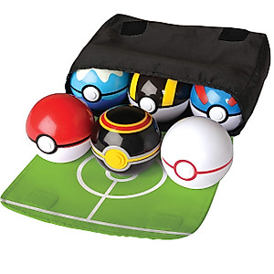 Pokémon Bandolier Set - Features a 2-Inch Pikachu Figure, 2 Clip ‘N’ Go Poke Balls/Belt, and a Carrying Bag - Folds Out Into Battle Mat for 2 Figures