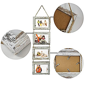 SESEAT 4x6 Wall Hanging Picture Frames Collage with 4 Opening Distressed White Frames
