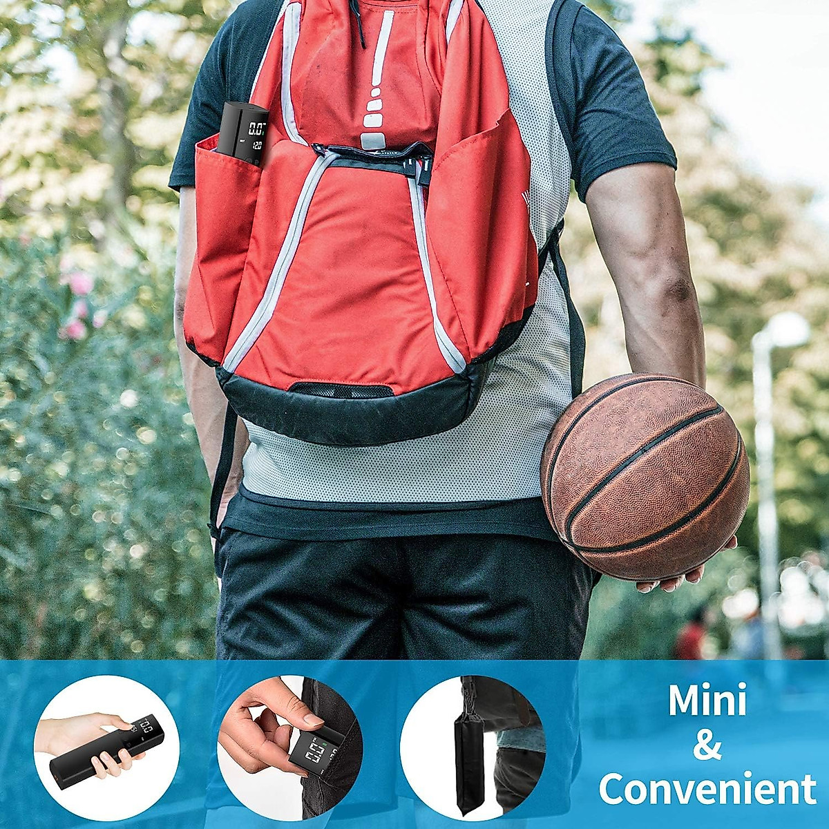 Electric Ball Pump, Smart Air Pump Portable Fast Ball Inflation with Precise Pressure Gauge and Digital LCD Display for Football Basketball Volleyball Football (2 Pin and 1 Spout)