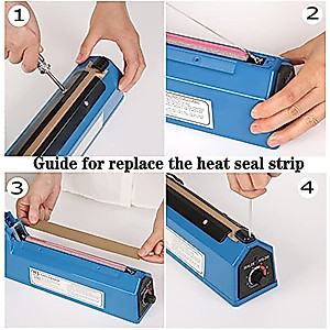 16 inch Impulse Heat Sealer Manual Bags Sealer Heat Sealing Machine Poly Bag Heat Sealer Sealing Machine for Plastic Bags PE PP Bags with Extra Replace Element Grip