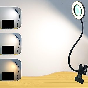 Clip on Magnifying Glass with Light for Crafts Hand Free 5X, 3 Color 48 LED Magnifying Lamp with Light, Desk Lamp with Magnifying Glass and Light, Desk Light with Magnifying Glass Lamp, Magnifier lamp