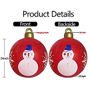 IOKUKI Light Up Pool Balls - 24 Inch Large Outdoor Decorated Ball with Rechargeable LED Light & Remote for Outdoor Yard & Pool Decorations - Red & White 1 PCS